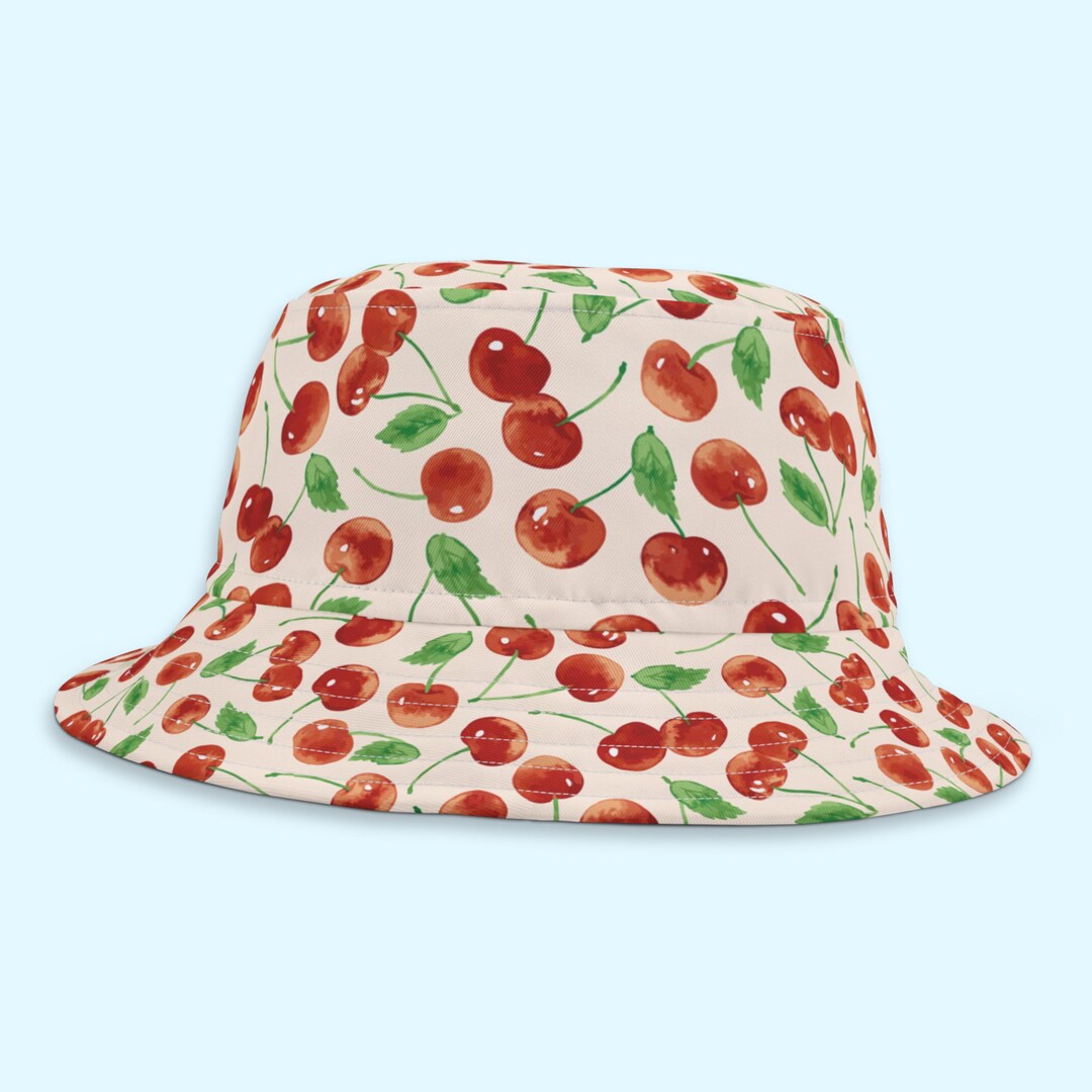 Cherry Bucket Hat, Cute Cherries Y2K Fashion, Cutecore Aesthetic, Retro ...