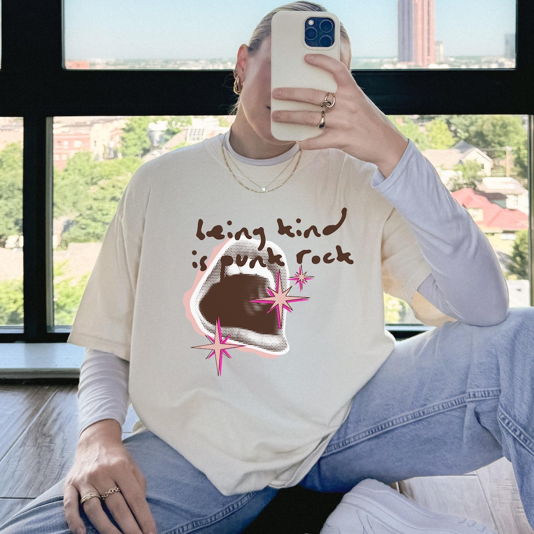 Being Kind is Punk Rock Shirt, Retro Streetwear Tee, Oversized Y2K ...