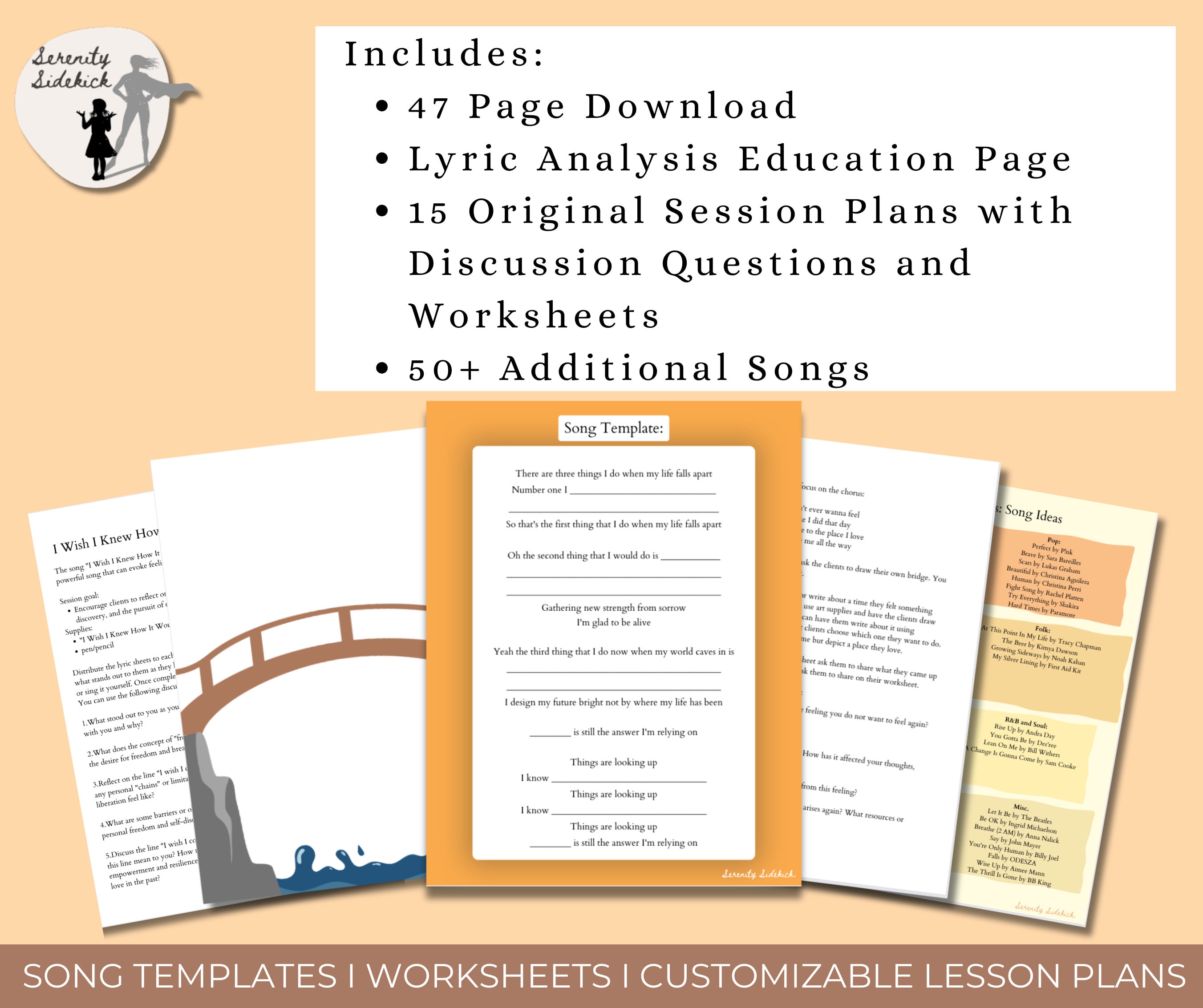 Music Therapy Lyric Analysis Worksheets and Session Plans Therapy Tool ...