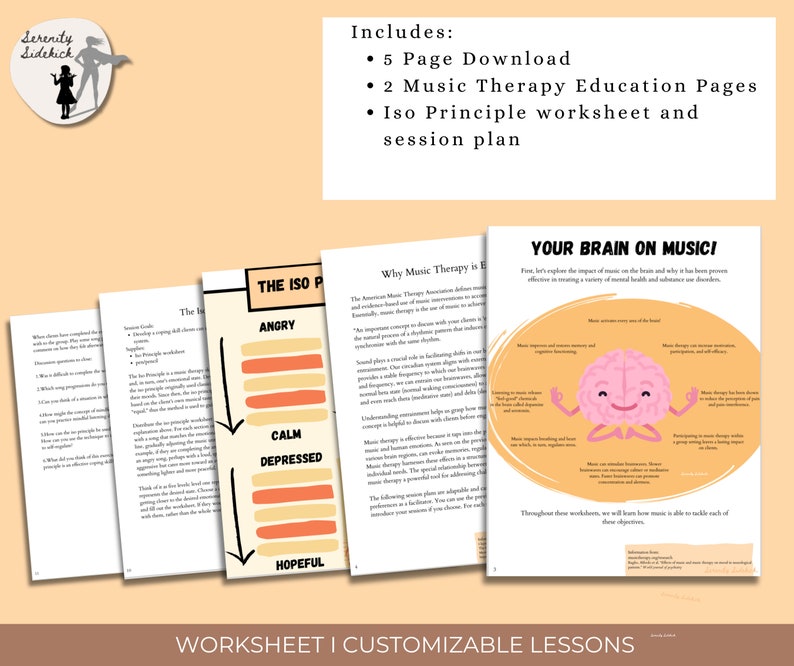 Iso Principle Music Therapy Worksheet and Session Plan - Etsy