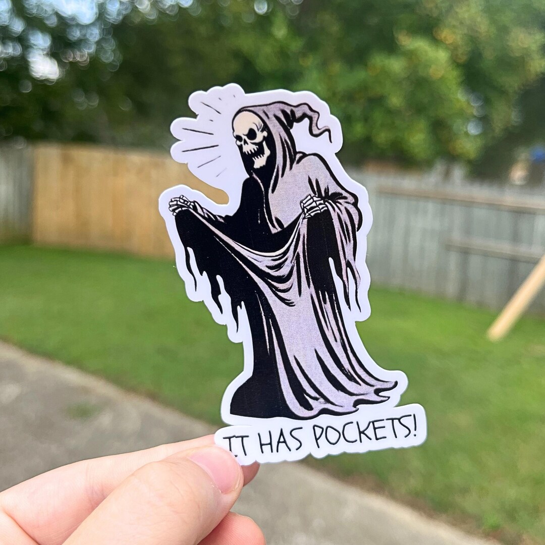 It Has Pockets Sticker, Funny Halloween, Vintage Grim Reaper, Horror ...