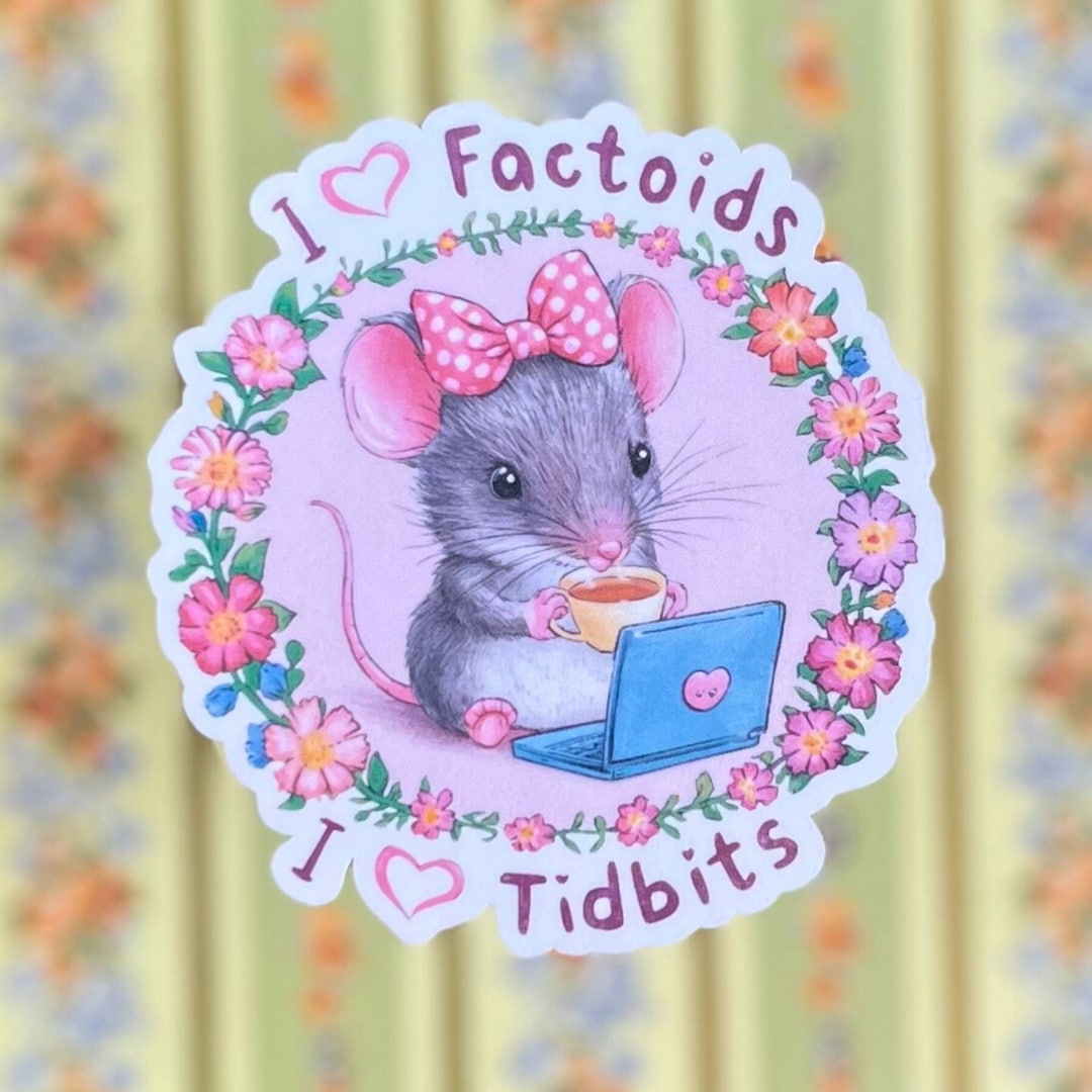 Factoids and Tidbits Cute Mouse Sticker, Funny Gift Idea, Laptop Meme ...