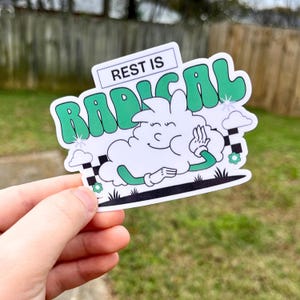 Rest is Radical Cute Mental Health Sticker, Self Care Gift, Retro, Self ...