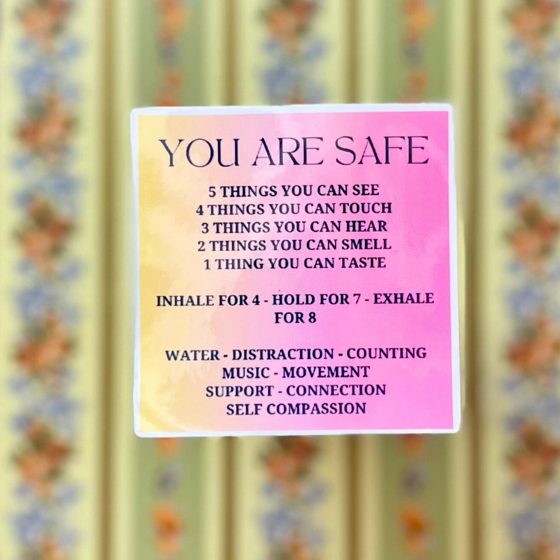 You Are Safe Coping Skills Sticker, Holographic Waterproof Sticker ...
