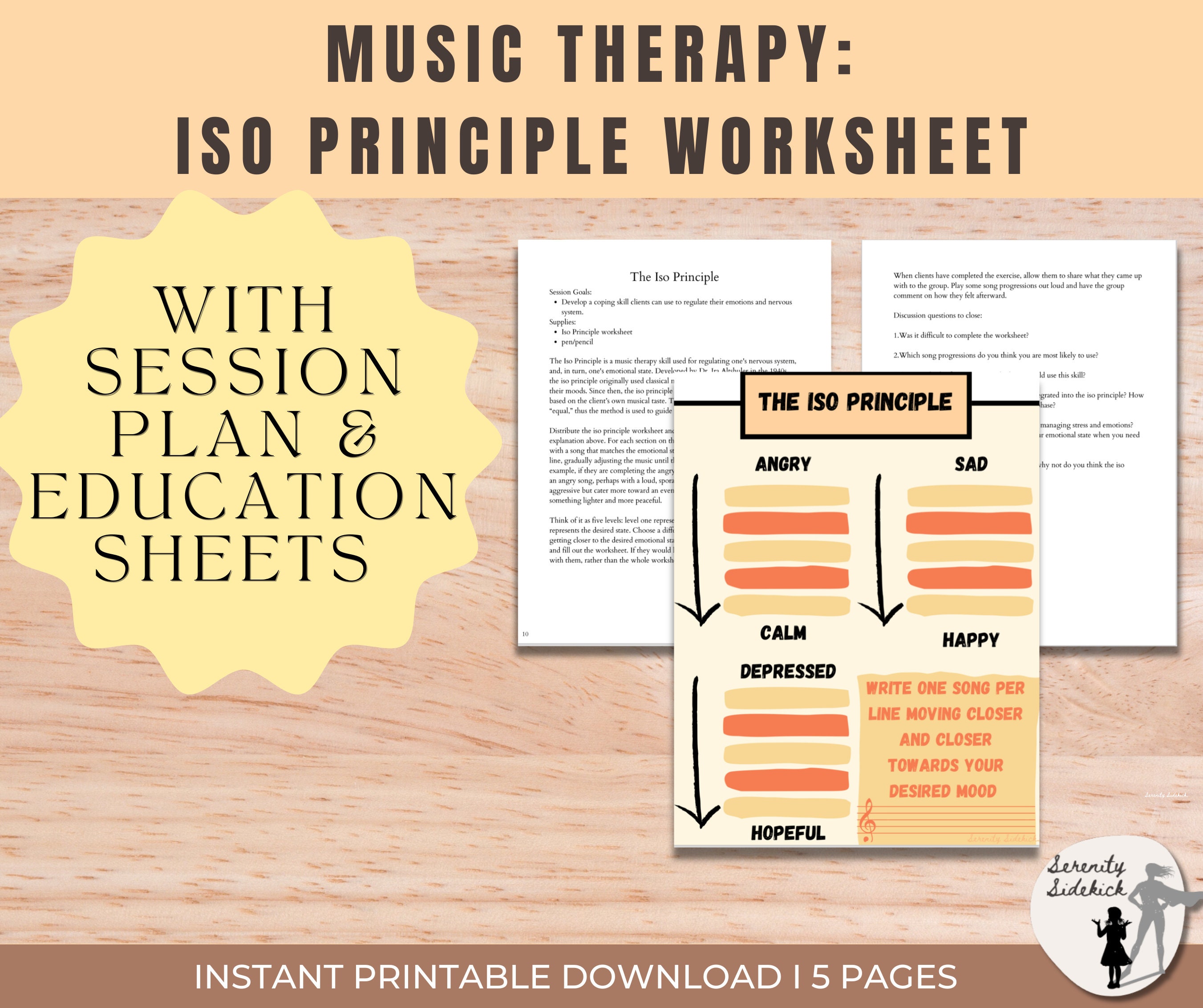 Iso Principle Music Therapy Worksheet and Session Plan - Etsy