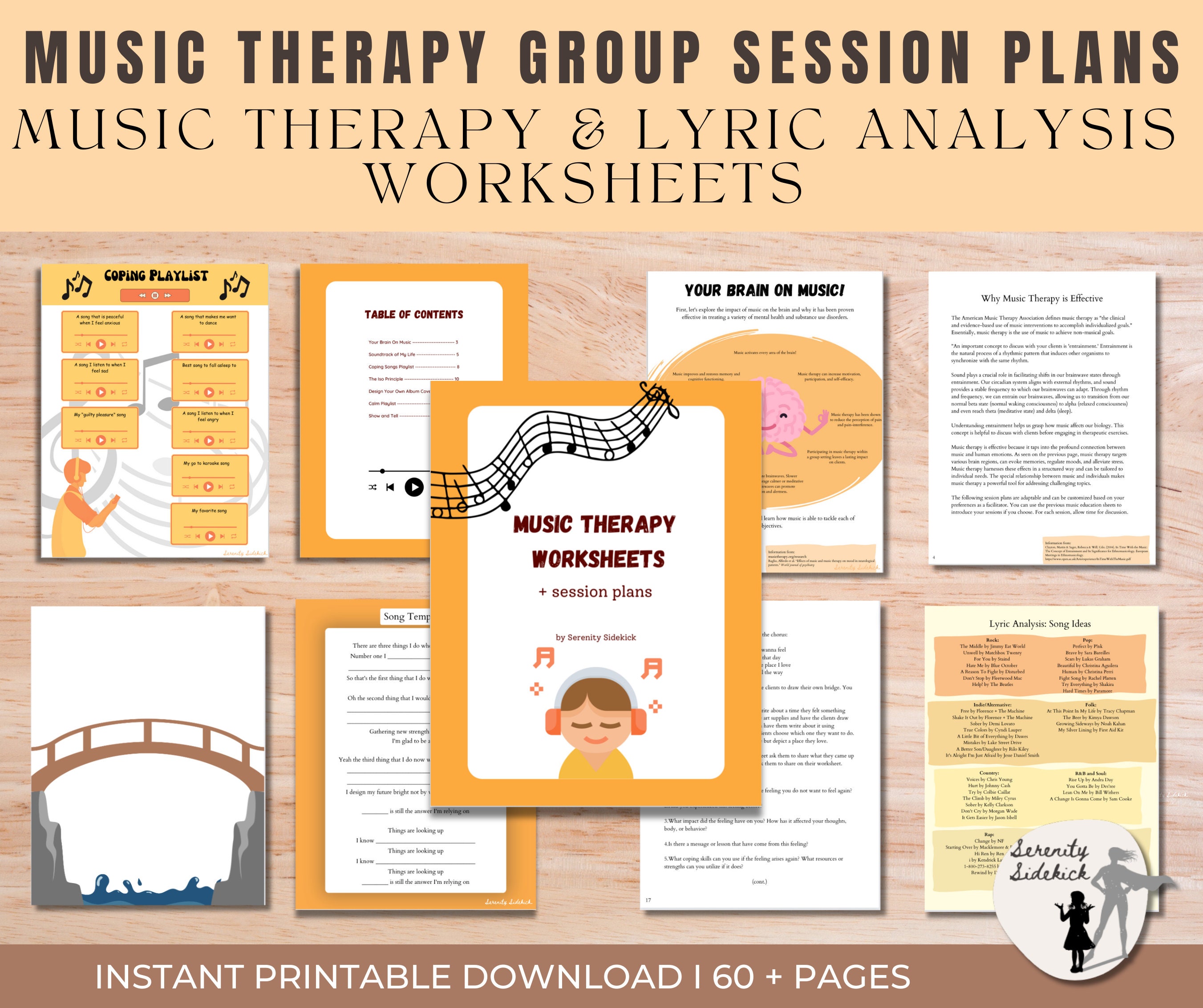 Music Therapy & Lyric Analysis Bundle: Worksheets and Session Plans - Etsy