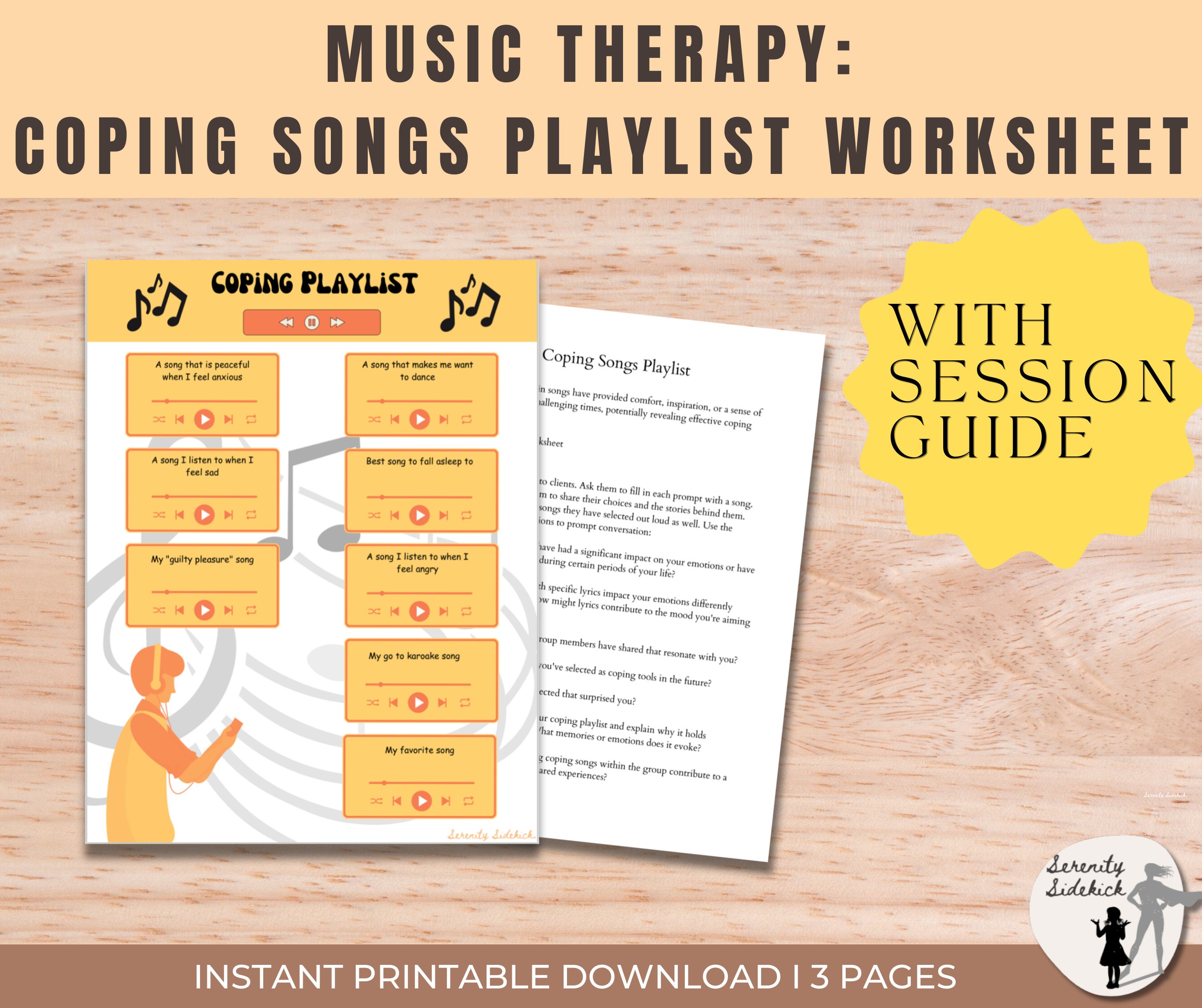 Coping Songs Playlist Fun Music Therapy Worksheet - Etsy