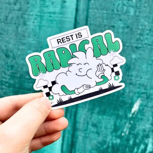 Rest is Radical Cute Mental Health Sticker, Self Care Gift, Retro, Self ...