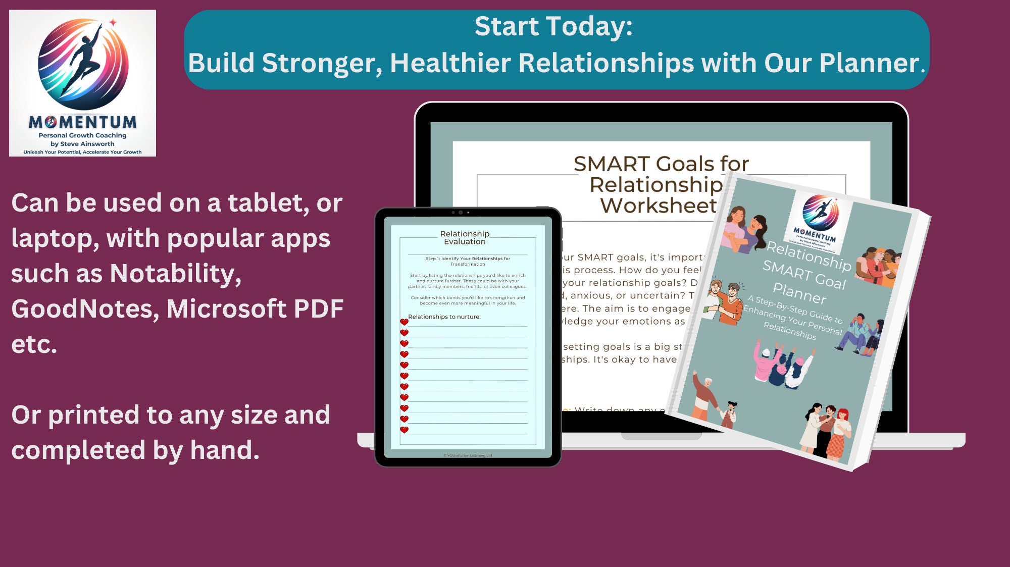 Relationship SMART Goals Planner: A Step-by-step Guide to Enhancing ...