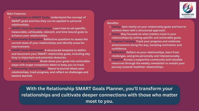 Relationship SMART Goals Planner: A Step-by-step Guide to Enhancing ...