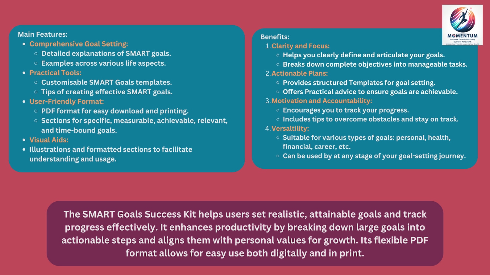 SMART Goals Success Kit | Comprehensive Digital Guide & Templates for ...