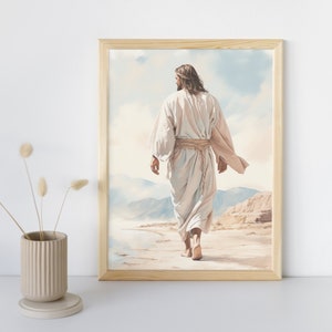 Christ Walking on the Beach Shore, Jesus Saviour, Christian Home Decor ...