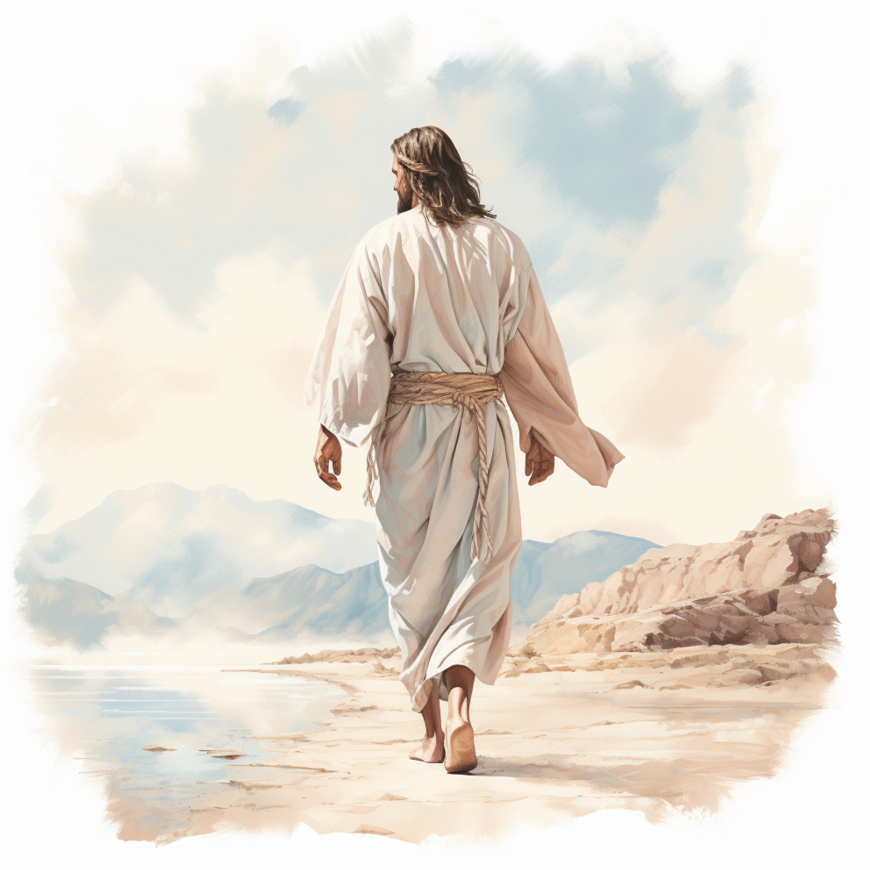 Christ Walking on the Beach Shore, Jesus Saviour, Christian Home Decor ...