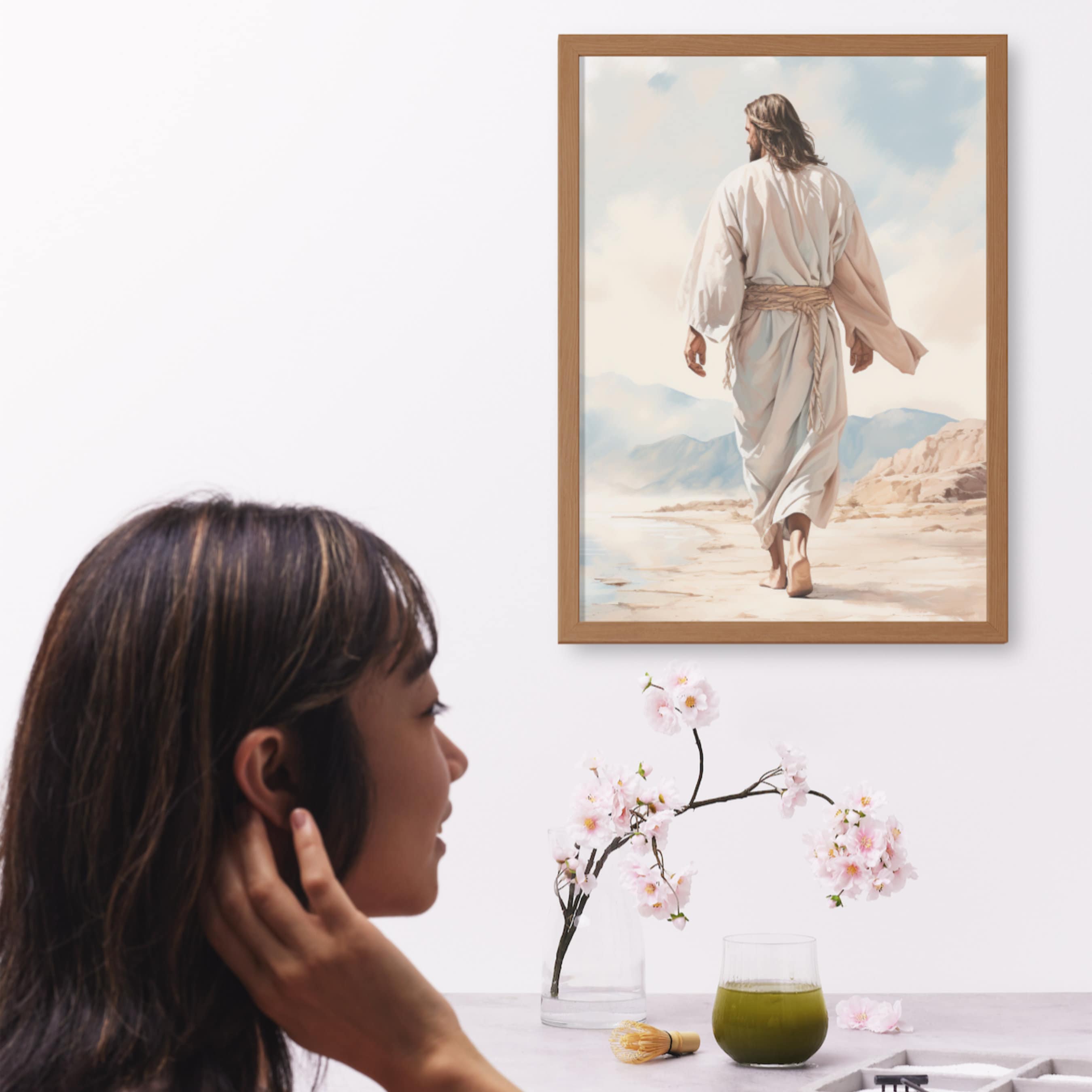 Christ Walking on the Beach Shore, Jesus Saviour, Christian Home Decor ...