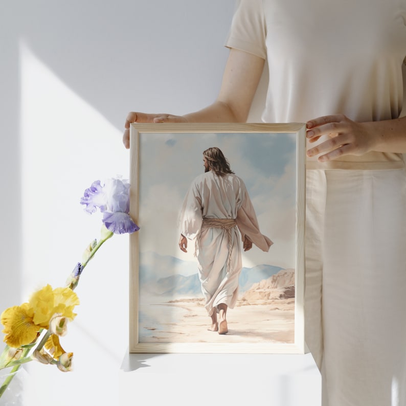 Christ Walking on the Beach Shore, Jesus Saviour, Christian Home Decor ...