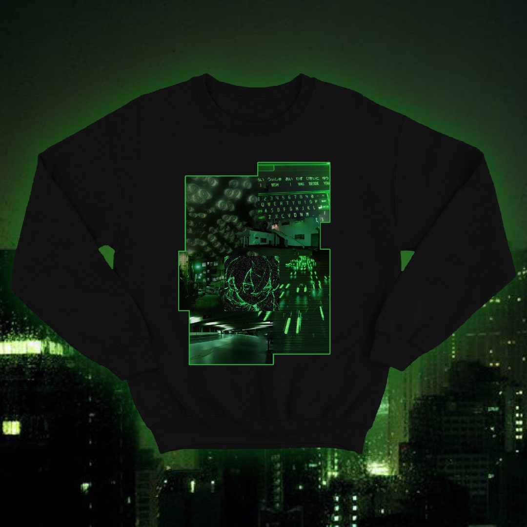 Green Retrograde Assimilation Anime Aesthetic Black Sweatshirt Sweater ...
