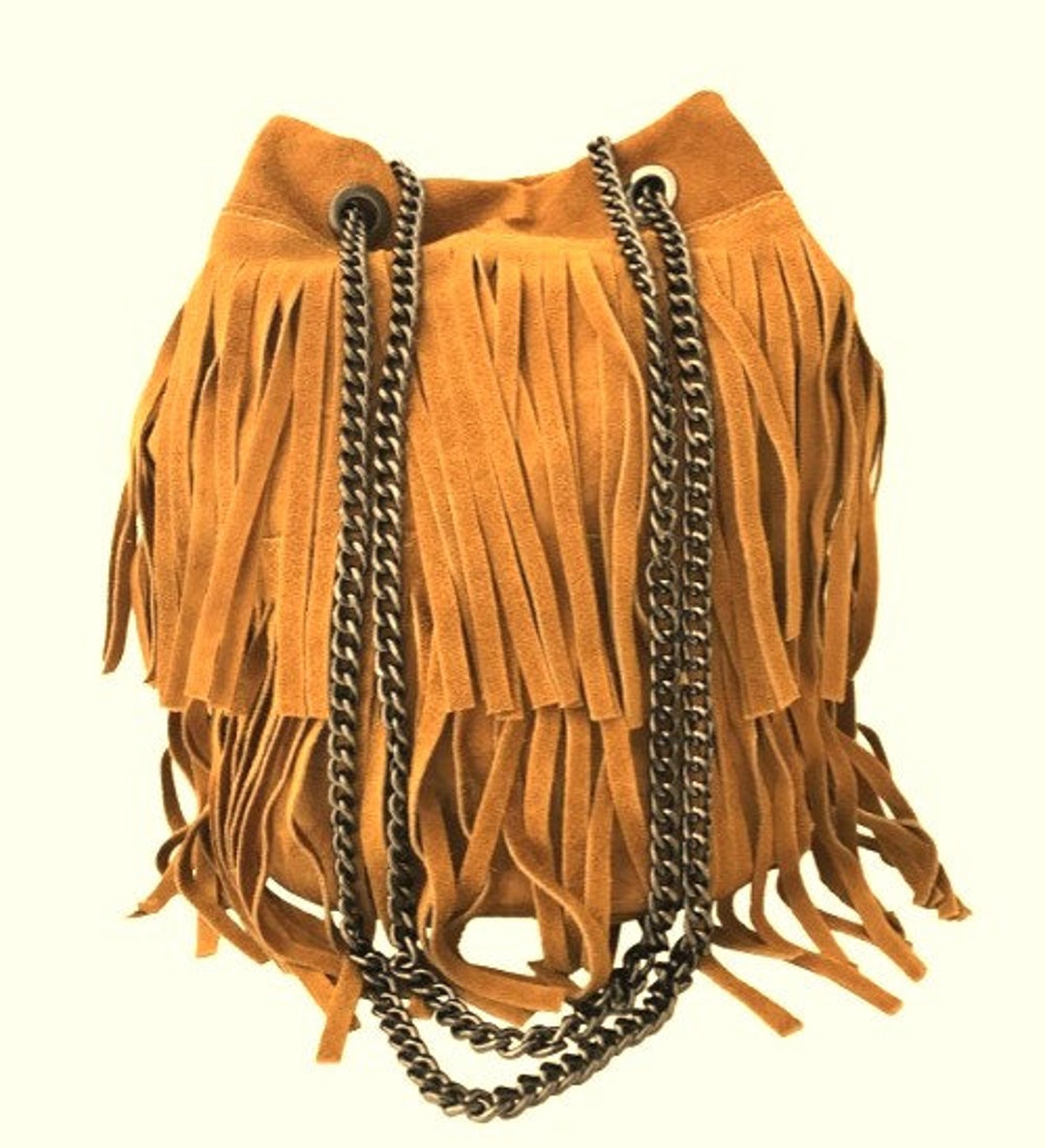 New Mustard Color Genuine Chamois Leather Bag for Woman Made in Italy ...