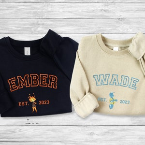Elemental Ember Wade Sweatshirt, Embroidered Couple Crewneck, Cartoon ...