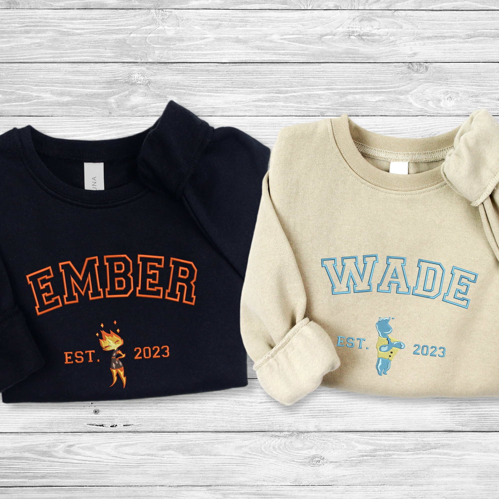 Embroidered Elemental Sweatshirt, Ember Wade Couple Crewneck, Cartoon ...