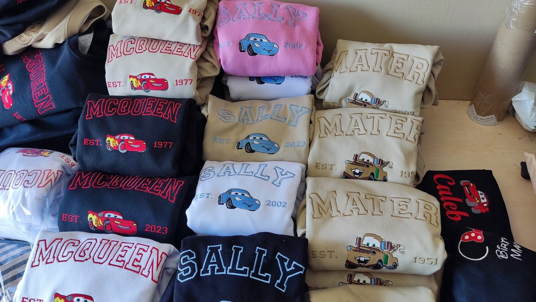 Cars Embroidered Sweatshirt, Car Movie Characters Couple Crewneck ...
