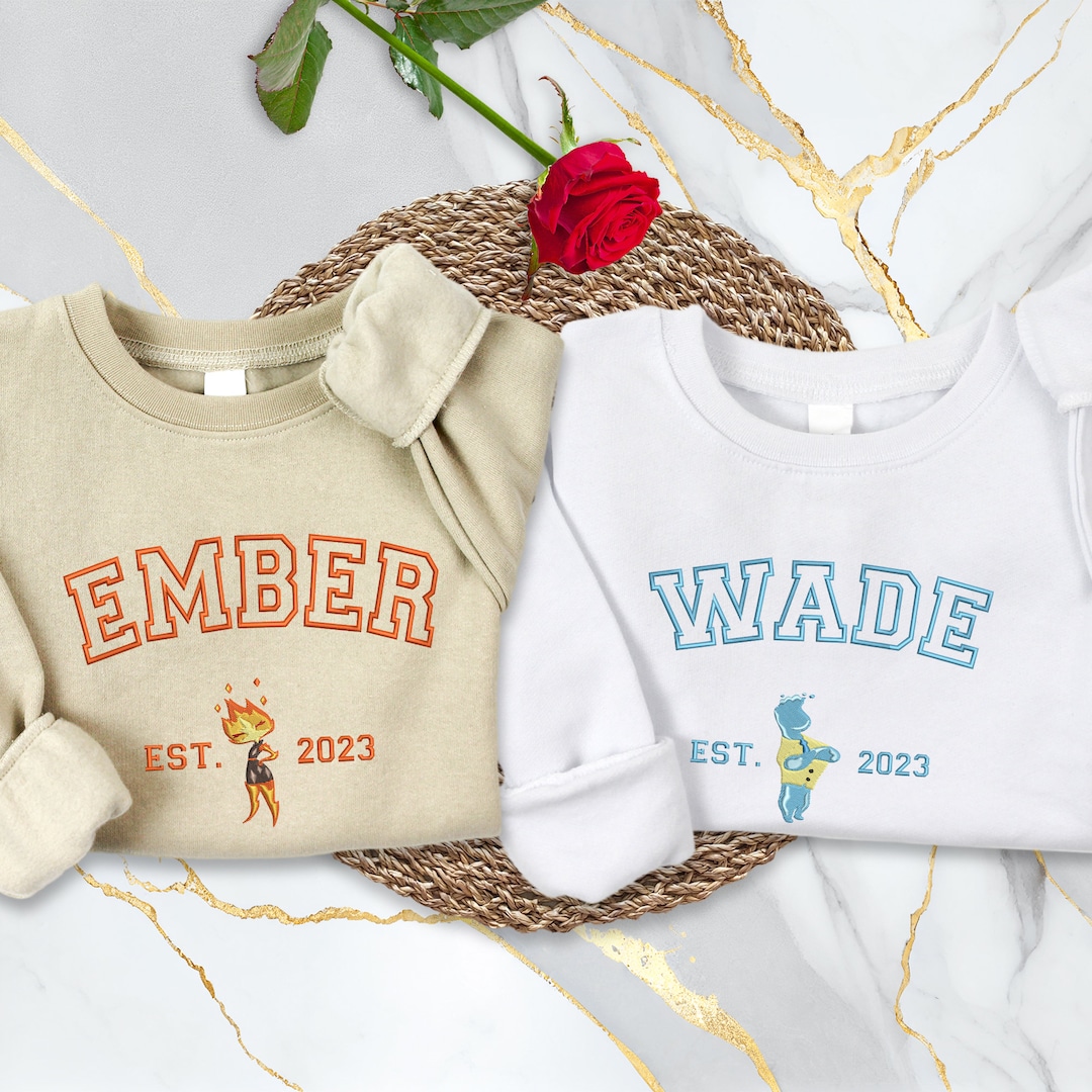 Elemental Ember Wade Sweatshirt, Embroidered Couple Crewneck, Cartoon ...
