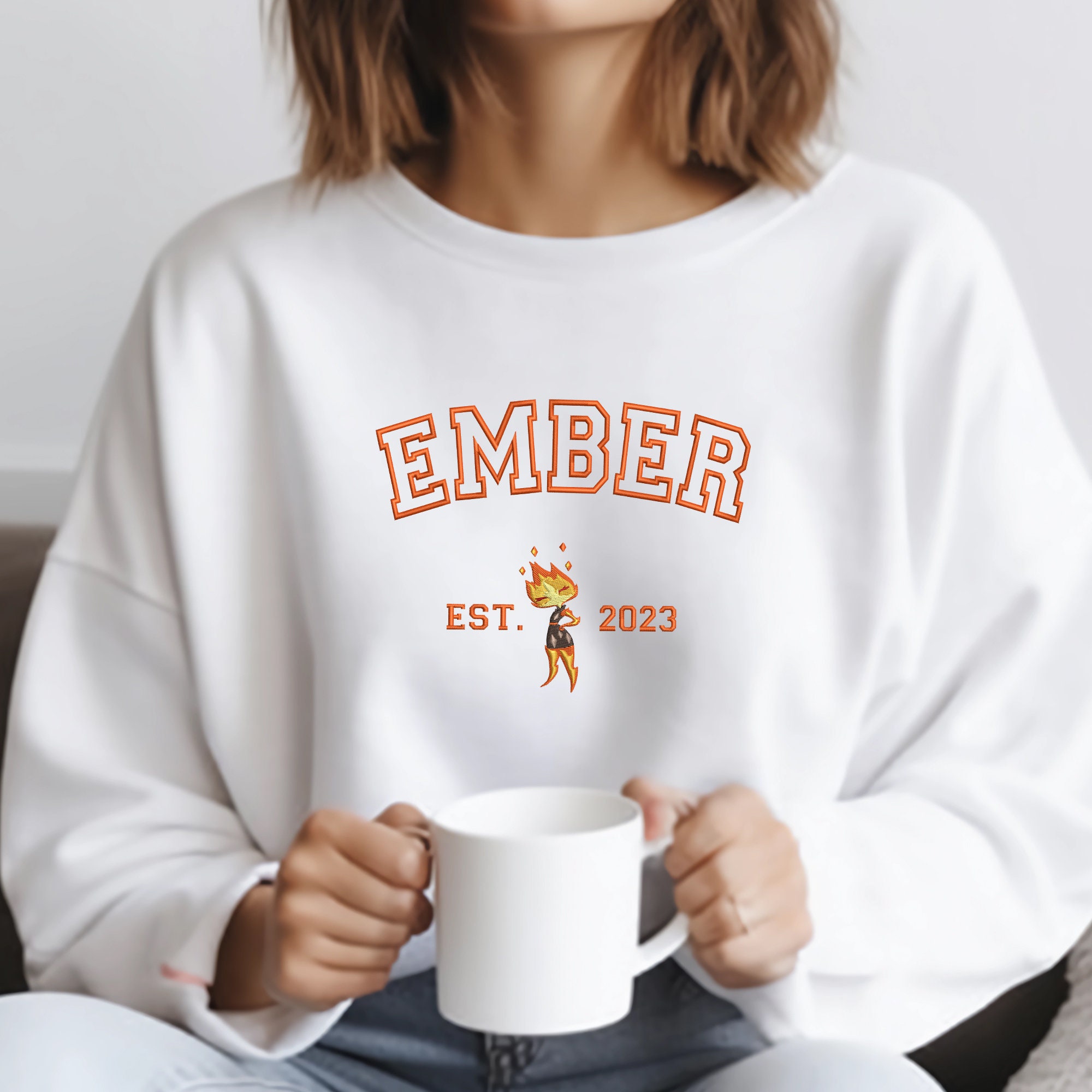 Embroidered Elemental Sweatshirt, Ember Wade Couple Crewneck, Cartoon ...