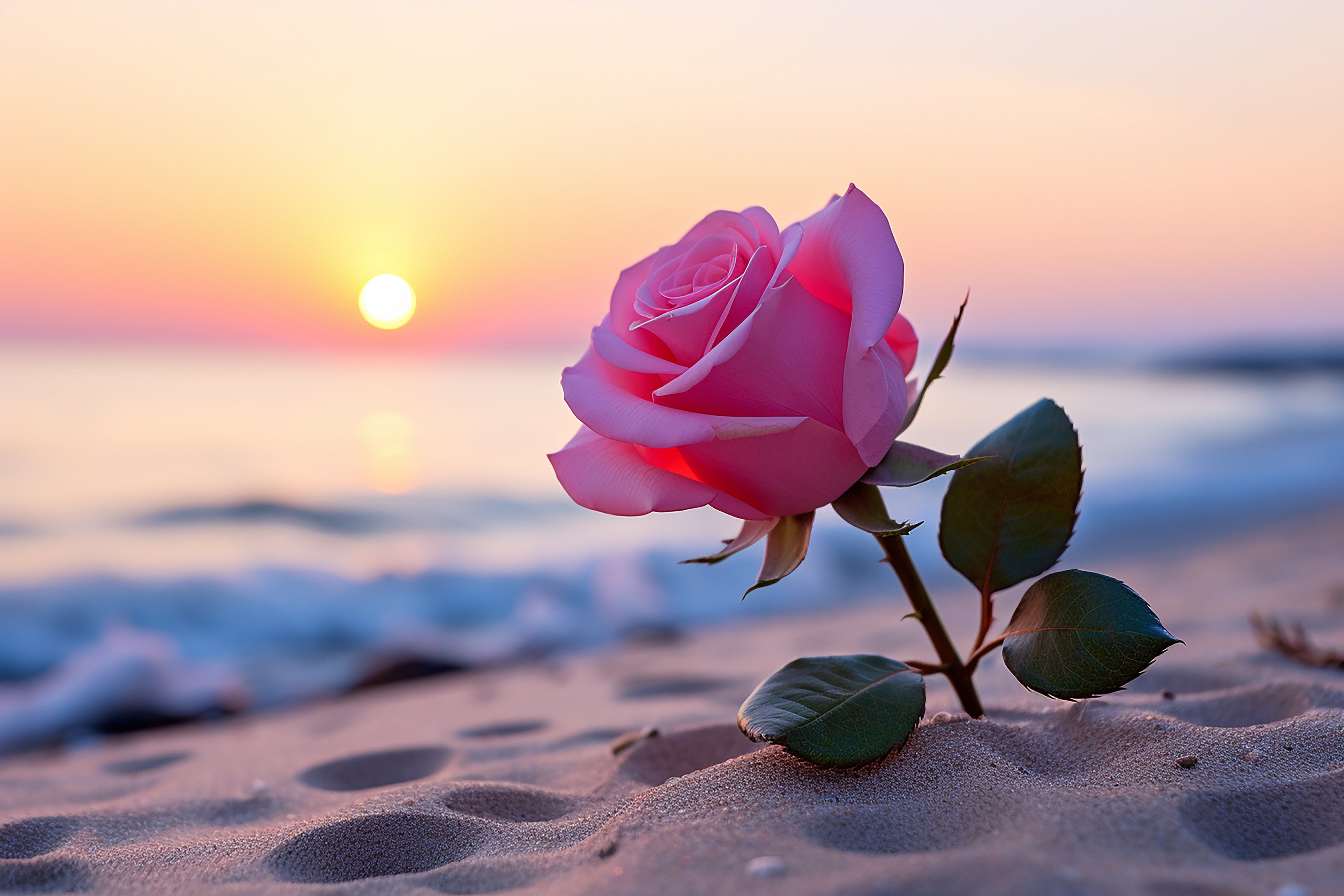 Rose, Sunset, Beach, Flowers, HD, Large Print Jpg A4 A3 Photos Royalty ...
