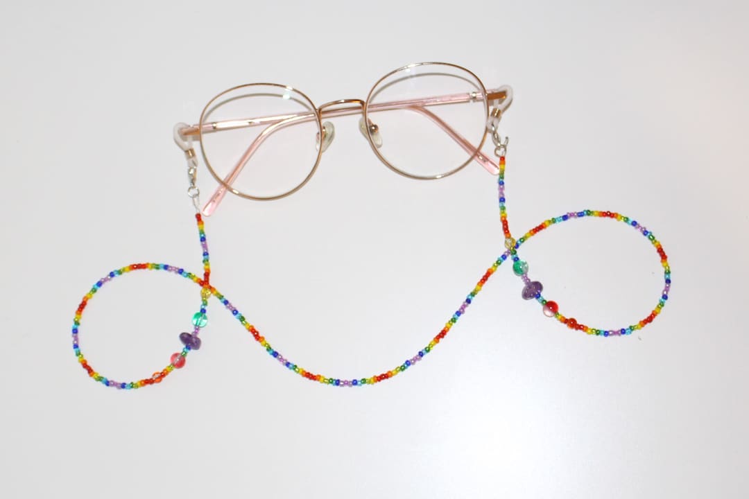 Rainbow Stone Glasses Chain - Etsy