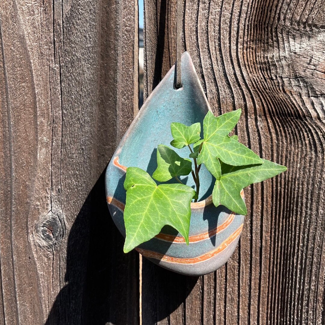 Turquoise Plant Pocket, Ceramic Wall Planter, Cute Wall Planter ...