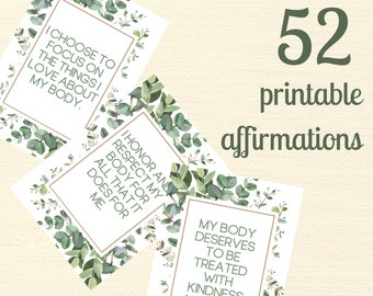 48 Body Positive Affirmation Cards, INSTANT DOWNLOAD, Body Positivity ...