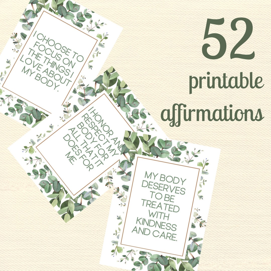 Body Positivity Affirmation Cards Printable Instant Download Etsy