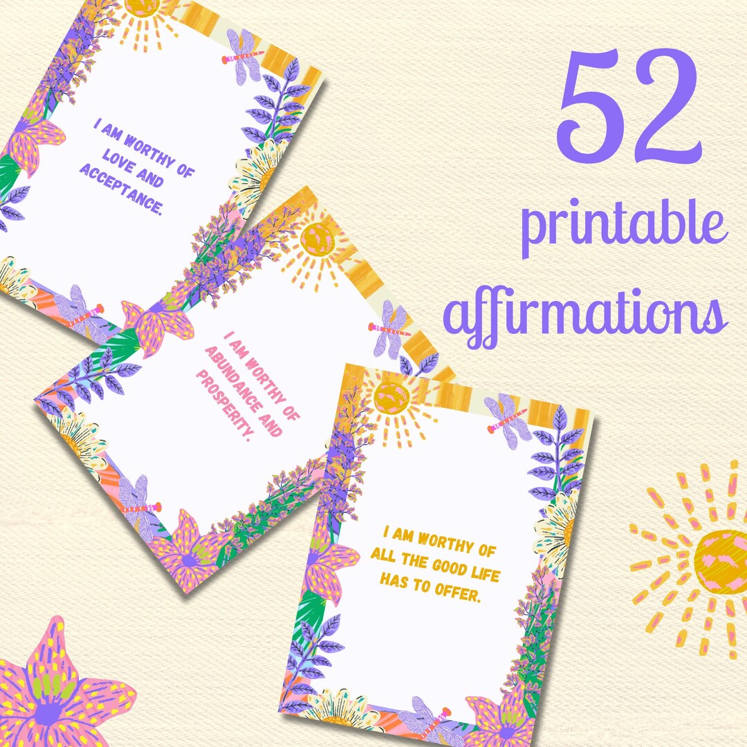 52 Self-worth Affirmation Cards | Confidence Boosting Deck on Bright ...