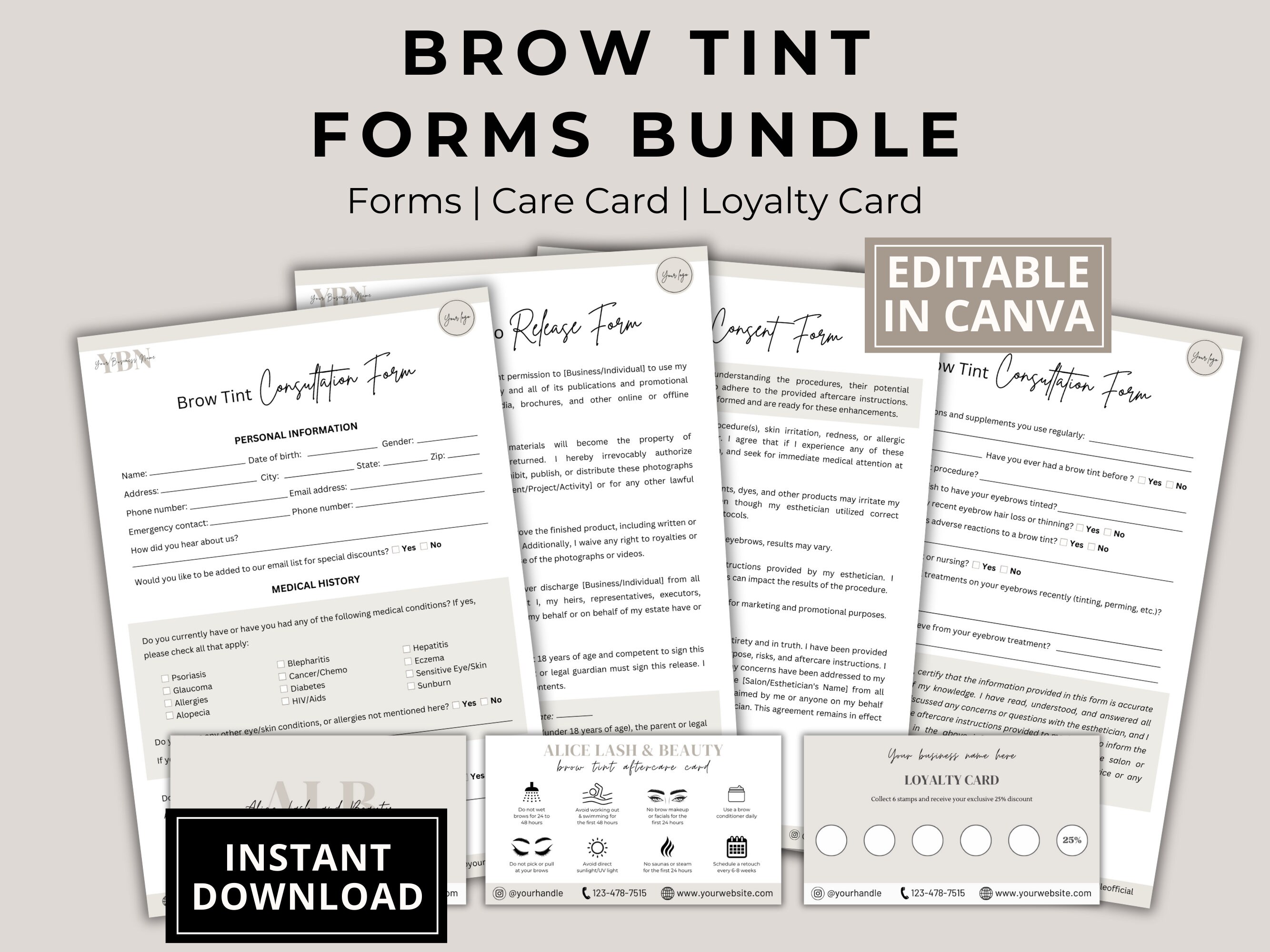Brow Tint Kit, Brow Tint Consent Form, Esthetician Forms, Brow Tech ...