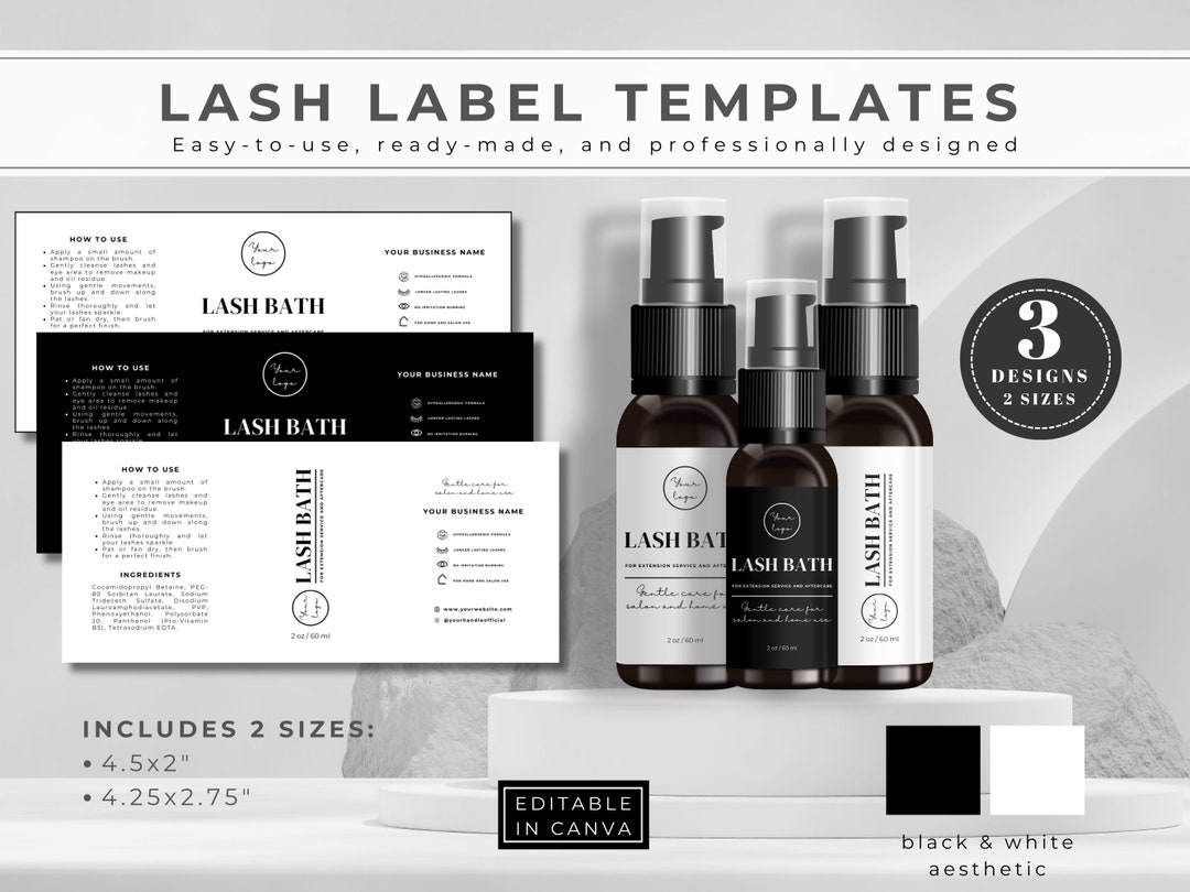 Lash Bath Label, Lash Shampoo Template, Eyelash Cleanser Foam, Lash ...