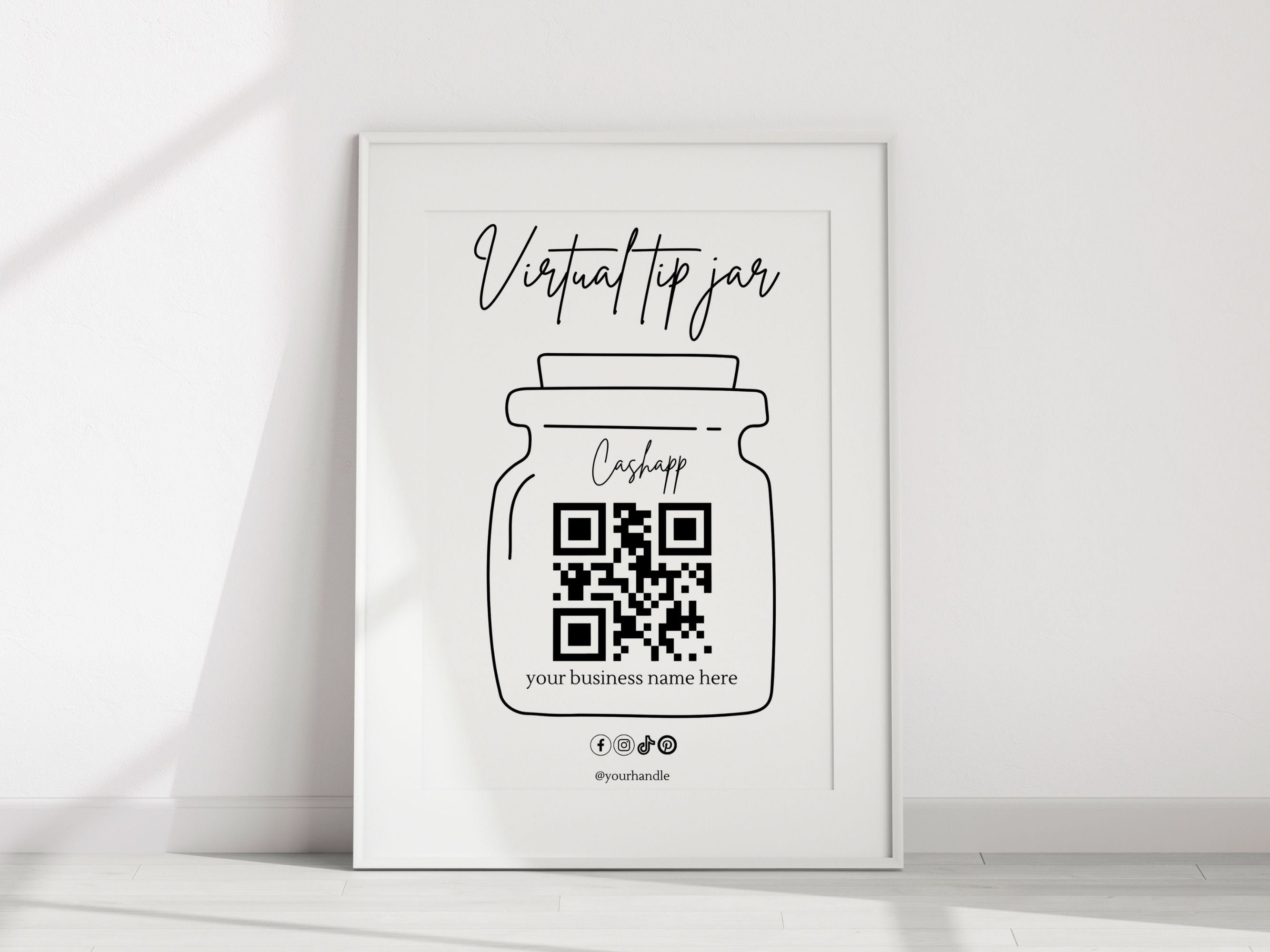 Qr Payment Sign, Tip Jar, Cash App Sign, Bartender Tip Sign,wedding Bar ...