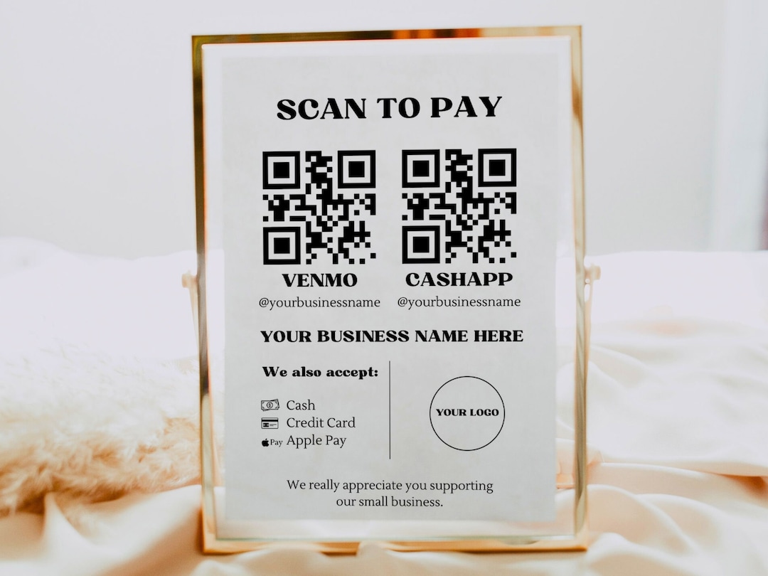 Scan to Pay, Editable Qr Payment Sign, Qr Code Sign, Custom Business ...