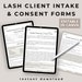 Lash Consent Form, Lash Client Intake, Eyelash Extension Forms ...