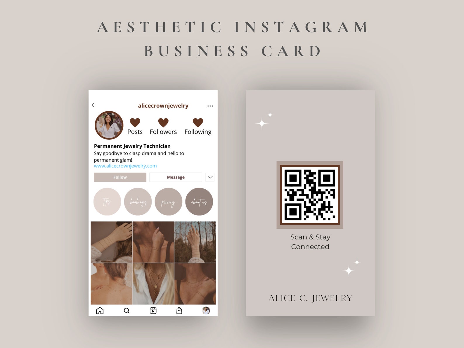 Permanent Jewelry Instagram Business Card, Editable Permanent Jewelry ...