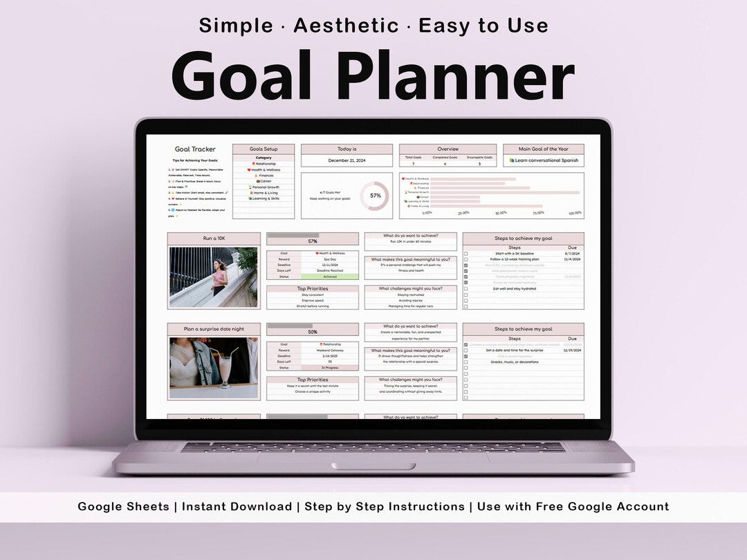 Goal Planner Google Sheets Goal Tracker Spreadsheet Simple Task