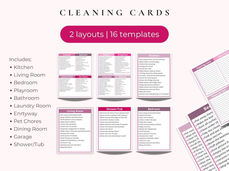 Editable ADHD Cleaning Checklist Bundle, Home Chore Chart (canva ...