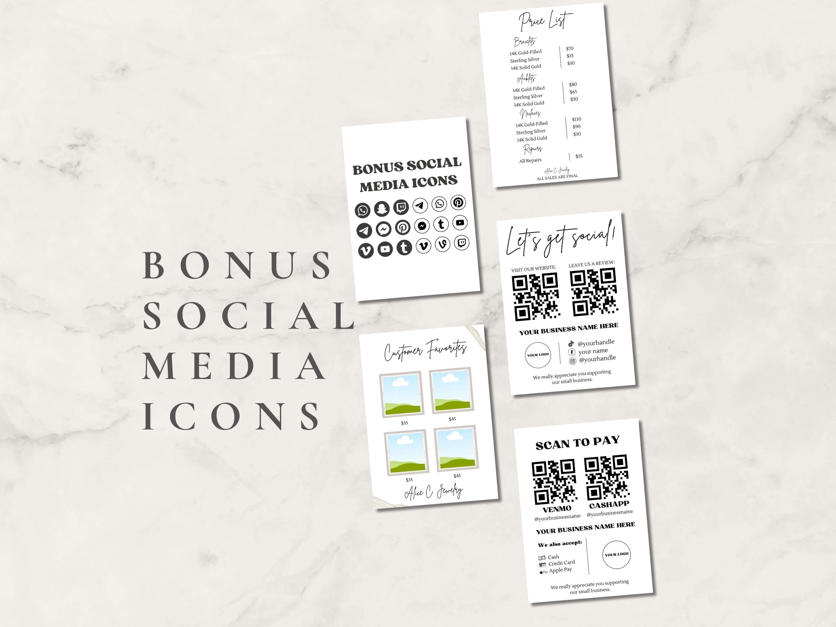 Permanent Jewelry Sign Bundle, Permanent Jewelry Price List Sign ...