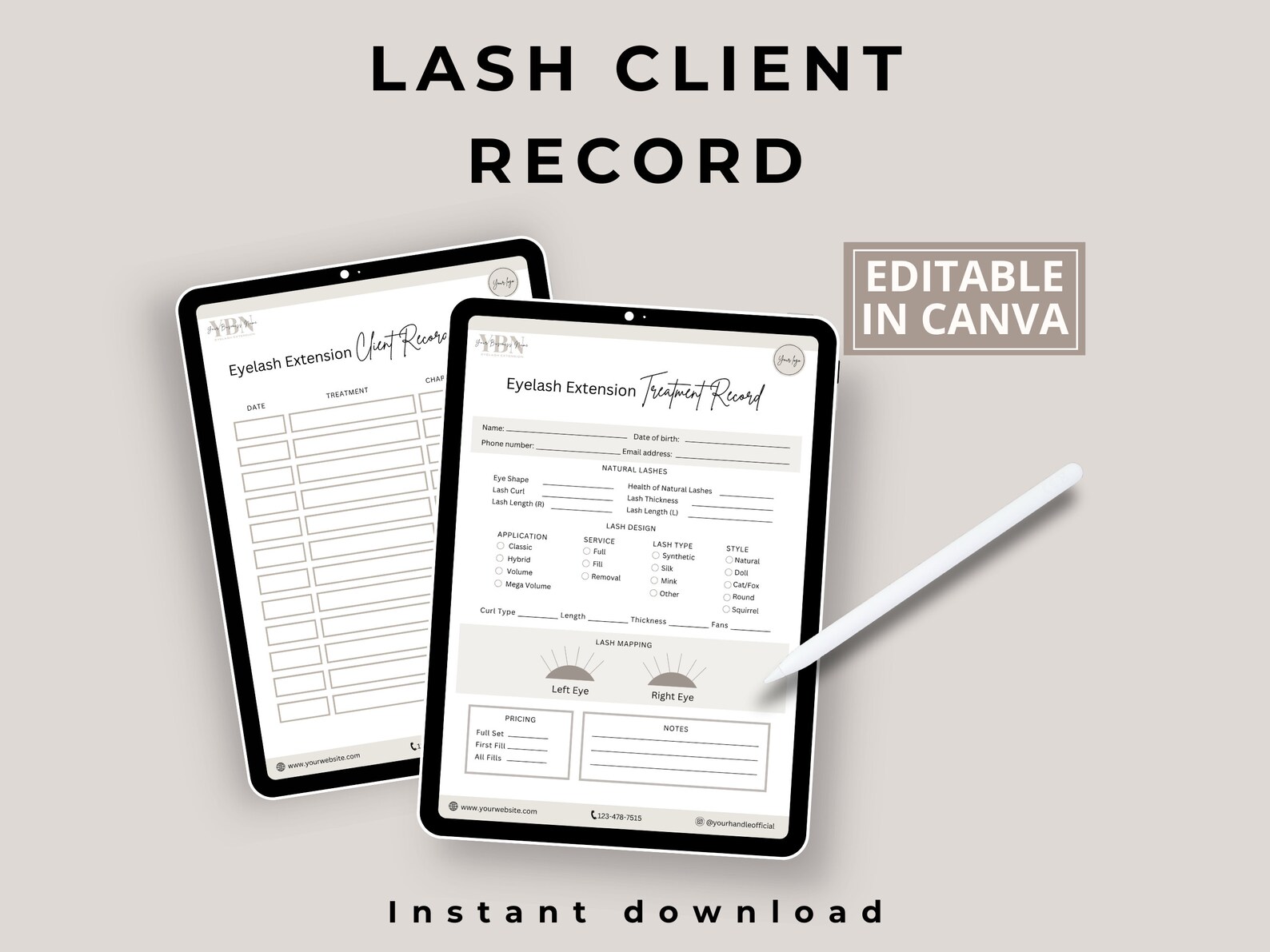 Lash Client Record Form, Eyelash Extension Consultation (canva Template ...