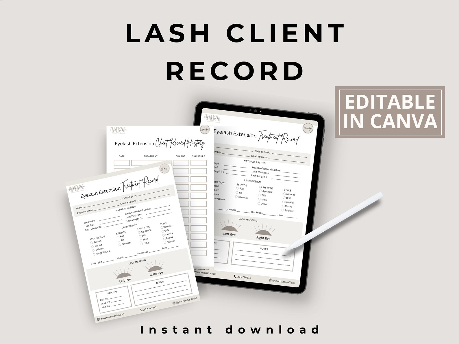 Lash Client Record Form, Eyelash Extension Consultation (canva Template ...