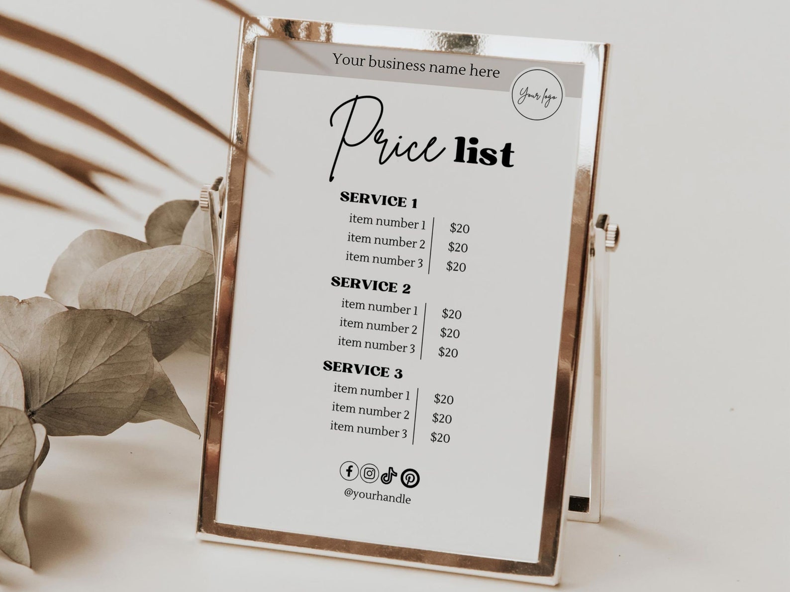 Price List Template, Editable Price List Sign, Beauty Salon Hair Spa ...