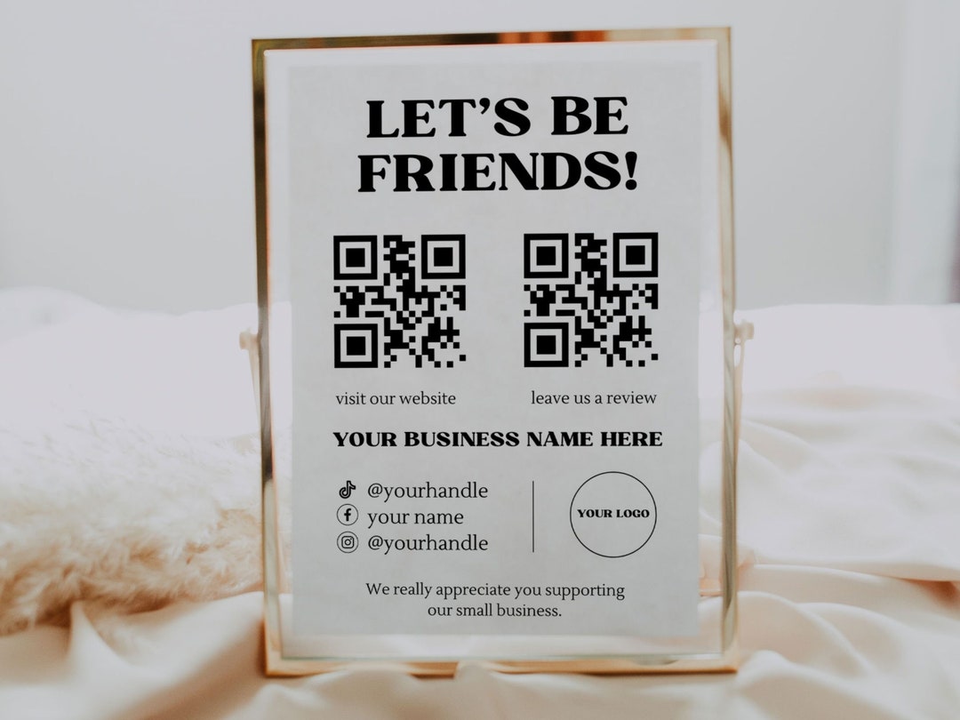 Editable Social Media Sign Template, Follow Us Sign Printable, Multi Qr ...