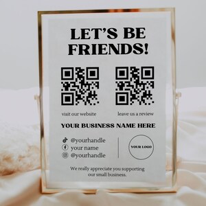 Editable Social Media Sign Template, Follow Us Sign Printable, Multi Qr ...