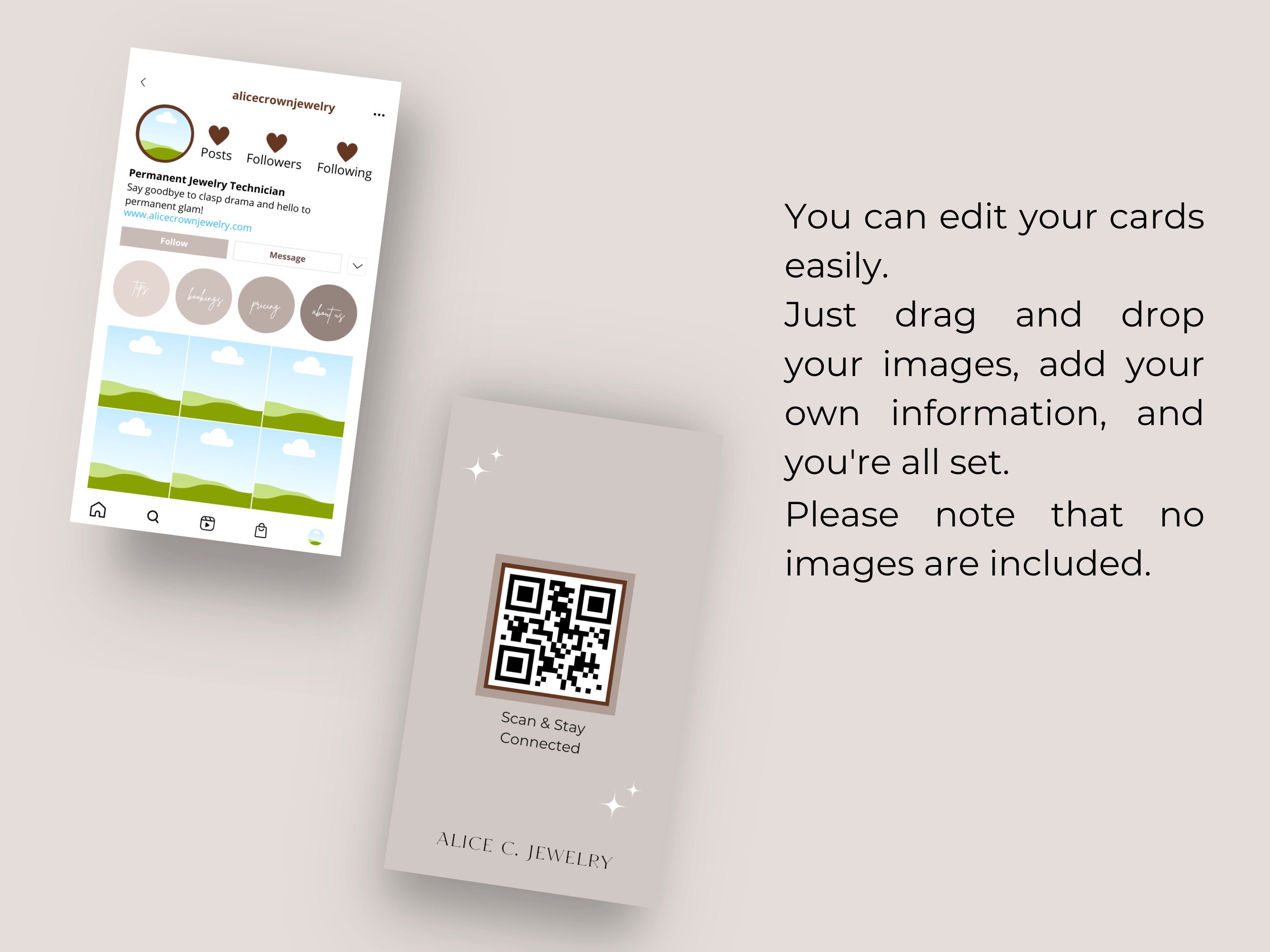 Permanent Jewelry Instagram Business Card, Editable Permanent Jewelry ...