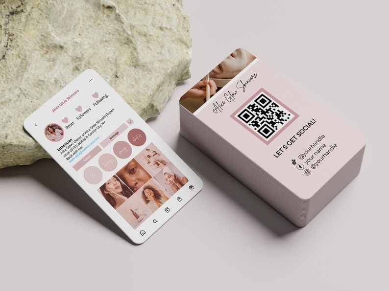 Instagram Business Cards, DIY Canva Digital Business Card, Esthetician ...