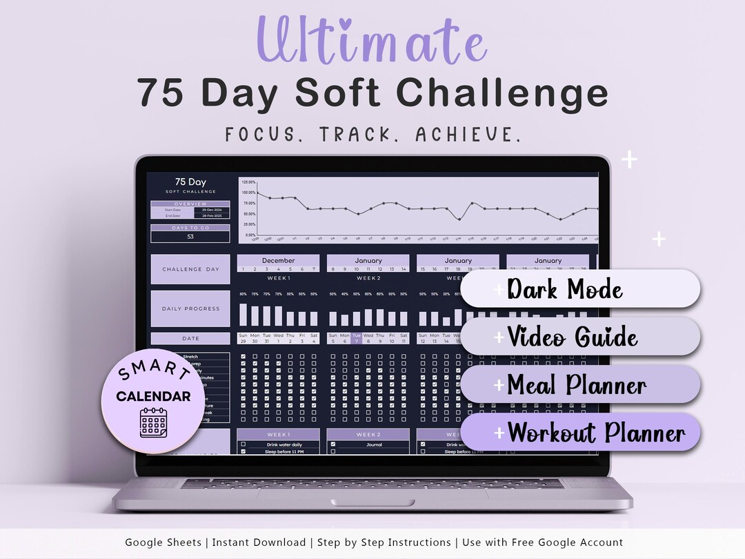 75 Day Challenge Google Sheets 75 Soft Dark Mode 75 Hard Challenge ...