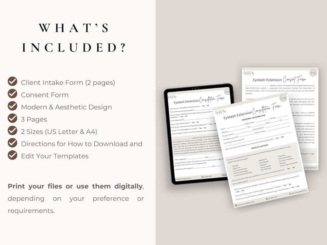 Lash Consent Form, Lash Client Intake, Eyelash Extension Forms ...